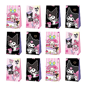 BNFUO 12 Pack Kuromi Party Favor Gift Bags for My Melody Birthday Party Decorations