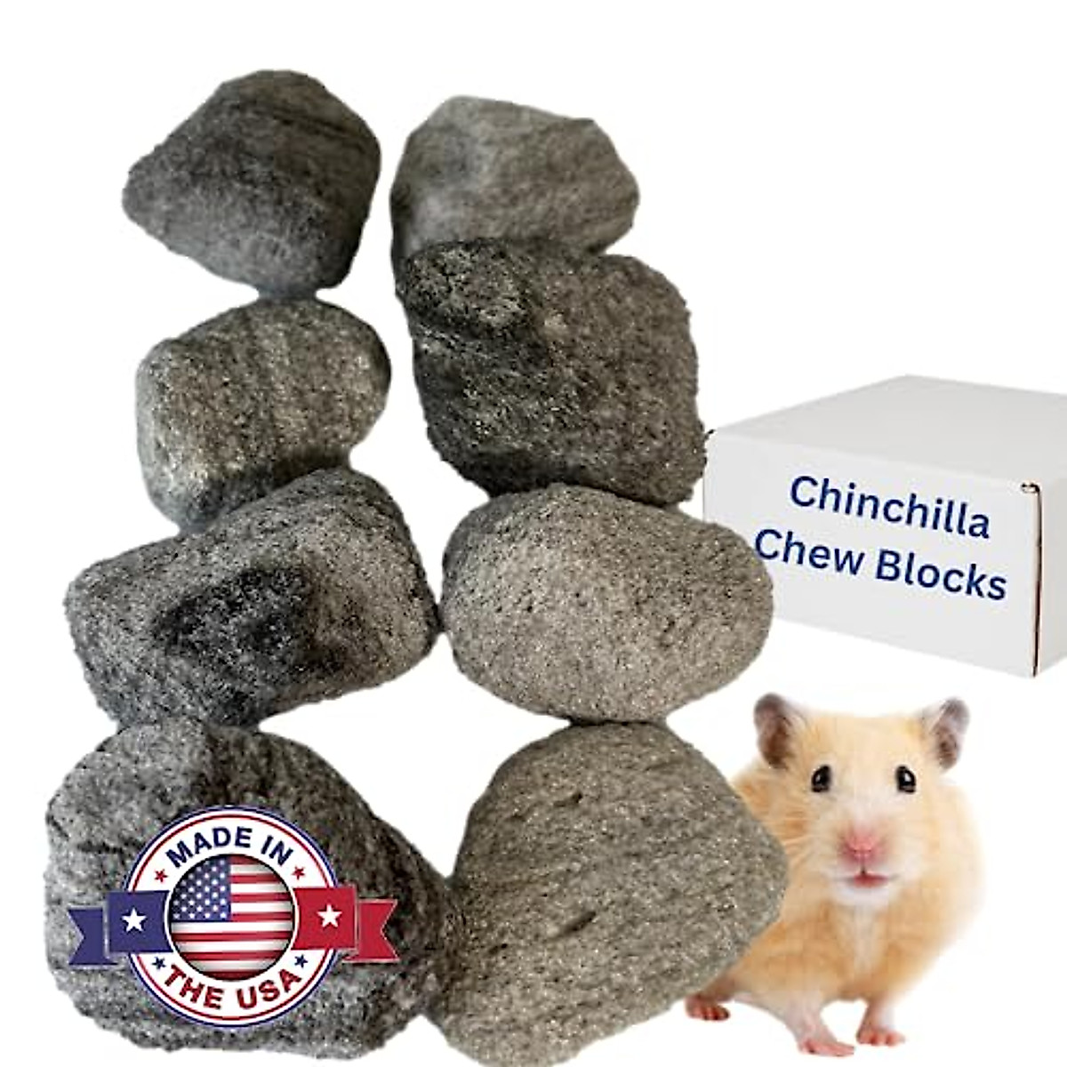 Volcanic Pumice Chinchilla Chew Blocks | Mined in USA | 100% Natural and Genuine | Pumice Stone for Small Animals | by Billy Buckskin Co. | Large Natural Shape | 8 Pack