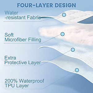 QUIETSEA Queen Mattress Pad Waterproof Queen Mattress Protector Breathable Soft, Noiseless Quilted Fitted Mattress Cover Fits up to 21" Deep, 60"x80"