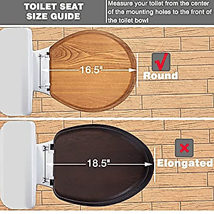 Wood Toilet Seat, Wooden Round Toilet Seats for American Standard Toilet Seat, Durable Metal Chrome Hinges, Natural Wood Veneer Oak