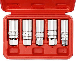 CASOMAN 3/8-Inch Drive Spark Plug Socket Set, 6-Point, 5/8-Inch, 3/4-Inch, 13/16-Inch, 14mm, 18mm, 5-Piece Set