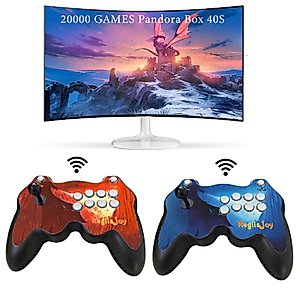 RegiisJoy 20000 in 1 Bluetooth Arcade Game Console Pandora Box 30S Wireless Game Machine for PC & Projector & TV, 2-4 Players, 1280X720, 3D Games, Search/Hide/Save/Load/Pause Games