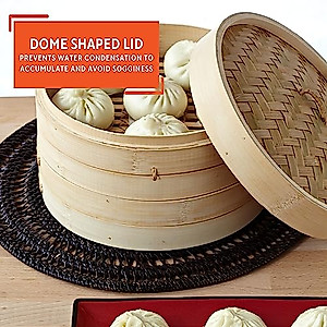 Imusa USA PAN-10015T 10" 2 Layer Traditional Asian Bamboo Steamer, 1 Piece, Tan