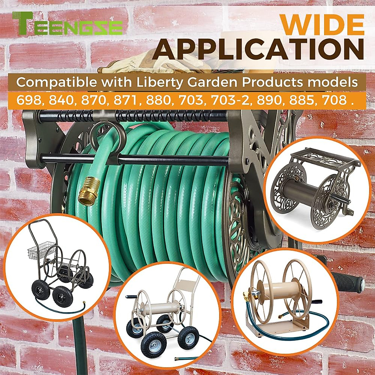 TEENGSE Hose Reel Swivel Fittings, Brass Garden Hose Adapter, Swivel Hose Reel Replacement Parts for Garden Hose Reel Cart