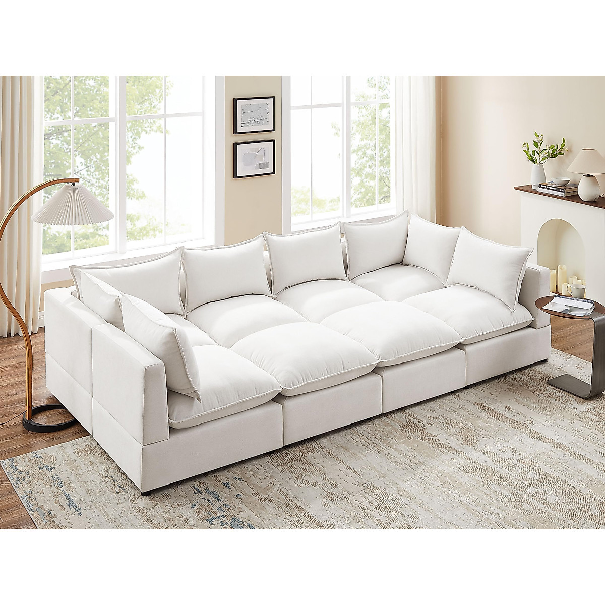 VANOMi Modular Sectional Sofa, 8 Seater Sleeper Sectional Sofa Modular Sectional Couch for Living Room, Sleeper Set-L