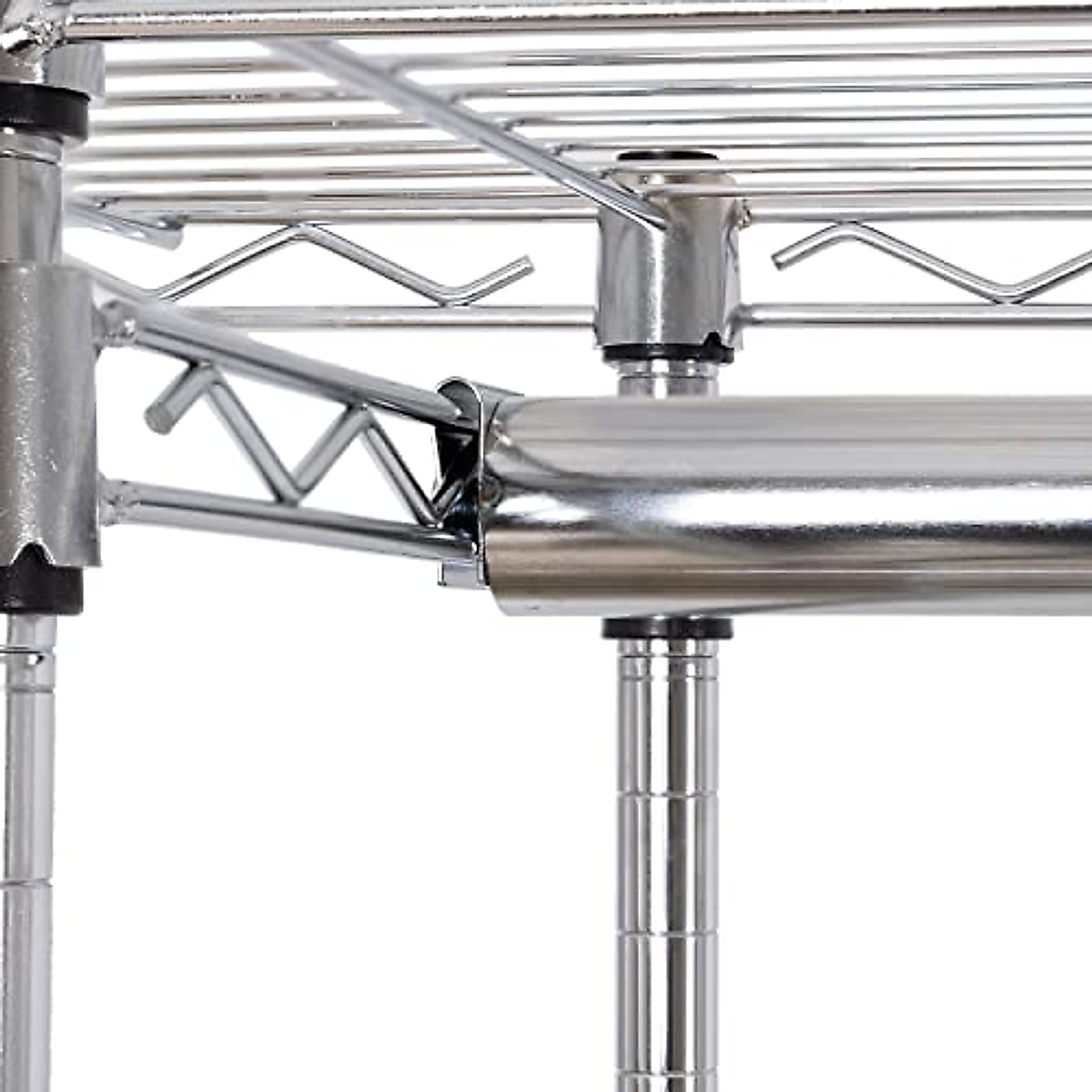 Seville Classics Closet Garment Organizer with Metal Hanging Rod Wardrobe Storage System w/Steel Shelves for Clothes, Shirts, Jackets, Coats, Blankets, Shoes, 58" to 83" W x 14" D x 72"