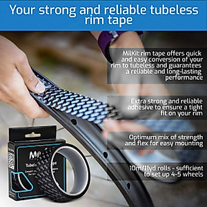 milKit Tubeless Tire Conversion Kit - Bike Tubeless Setup Kit - Sealant Bottle - Sealant Injector - Rim Tape - Valves Pack - Presta Valve Core Removal Tool (45-21)