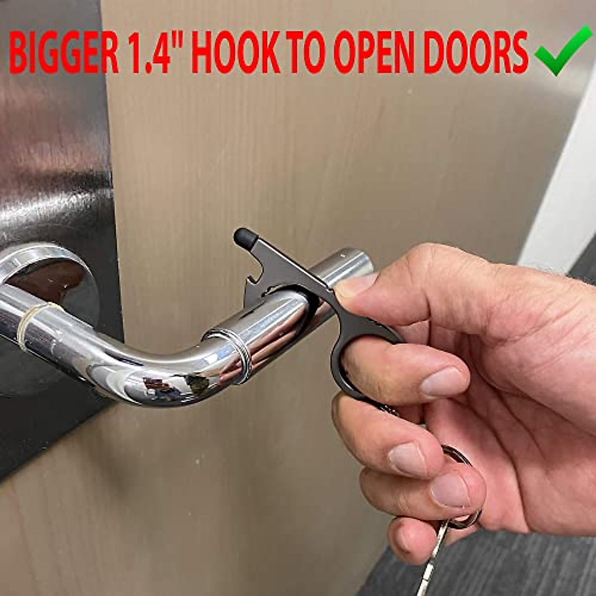 No Touch Door Opener Tool 4 Pack - Premium Multitool Keychain with Touchscreen Stylus and Bottle Opener