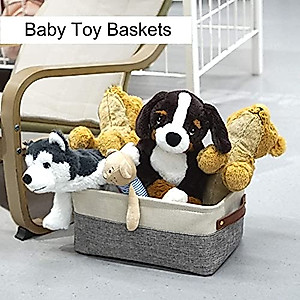 HNZIGE Storage Baskets for Organizing Fabric Baskets for Shelves, Closets, Laundry, Nursery, Decorative Baskets for Gifts Empty (White&Gray)