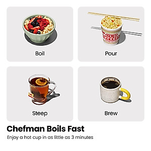 Chefman 1.7 Liter Electric Glass Tea Kettle, Fast Hot Water Boiler, One Touch Operation, Boils 7 Cups, Swivel Base & Cordless Pouring, Auto Shut-Off