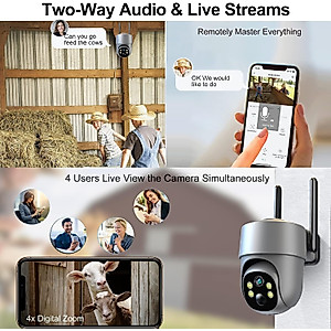 Xparkin Outdoor Cameras for Home Security - 4G LTE Cellular No WiFi Solar Security Cameras Wireless Outdoor with Floodlight Color Night Vision, PIR Detection Siren, 2 Way Talk - Grey