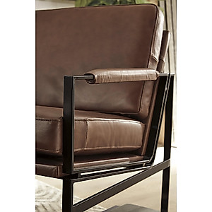 Signature Design by Ashley Puckman Mid-Century Modern Leather Accent Chair, Brown