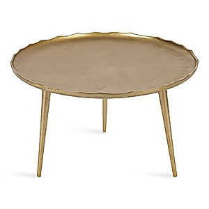 Kate and Laurel Alessia Modern Coffee Table, 25 x 25 x 15, Gold, Metal Coffee Table with Antique Detailing for Storage and Display