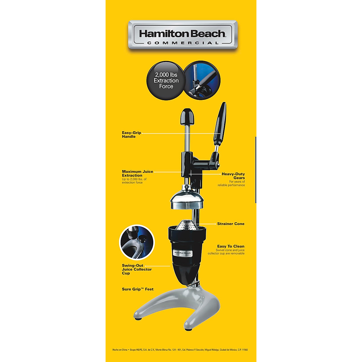 Hamilton Beach 932 Commercial Citrus Juicer, Black