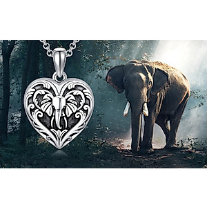 SOULMEET Heart Shaped Lucky Elephant Locket Necklace That Holds Pictures Photo Keep Someone Near to You Sterling Silver Custom Jewelry Personalized Locket Necklace (Locket only)