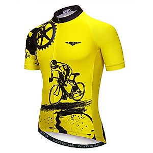 JPOJPO Men's Cycling Jersey Bicycle Short Sleeved Bike Clothing,Quick-Dry Yellow