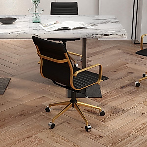 Hioryllks Black Gold Office Chair Black Gold Office Desk Chair Modern Office Chair Ergonomic Cute Desk Chair (3011 Gold Black)