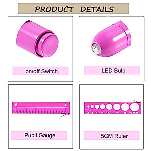 SIPYTOPF 4 Pack Pen Light,Reusable LED Penlight with Pupil Gauge and Ruler,White Light Torch for Nurses Doctors Students (Sky Blue+Pink+Black+Purple)