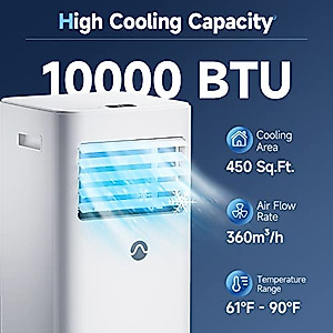 Portable Air Conditioners, 10000 BTU Portable AC for Room up to 450 Sq. Ft., 3-in-1 AC Unit, Dehumidifier & Fan with Digital Display, Remote Control, Window Installation Kit, 24H Timer, Sleep Mode