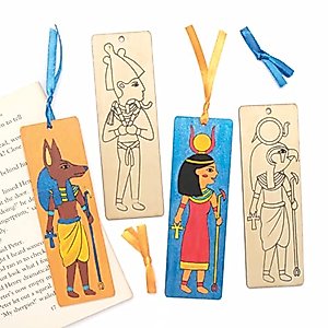 Baker Ross AT853 Egyptian Wooden Bookmarks - Pack of 8, Make Your Own Book Marker for Creative Arts and Crafts Projects, and Learning to Read or World Book Day Activities