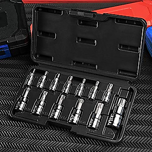 EPAuto Torx Bit Socket Set, Star Socket T8-T60, Cr-V, 13 Pieces