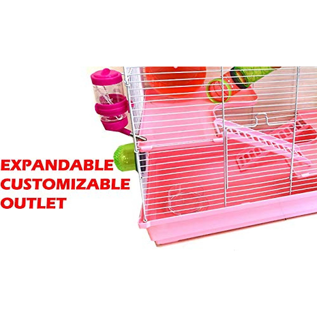 Large 3-Levels Dwarf Hamster Expandable and Customizable Habitat House Cage for Rodent Gerbil Mouse Mice Rat with Crossover Tube Tunnel