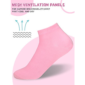 Funtery 20 Pairs Ankle Socks for Women Breathable Low Cut Athletic Socks Dry Fit No Show Soft Pastel Color Socks for gift(Pink)