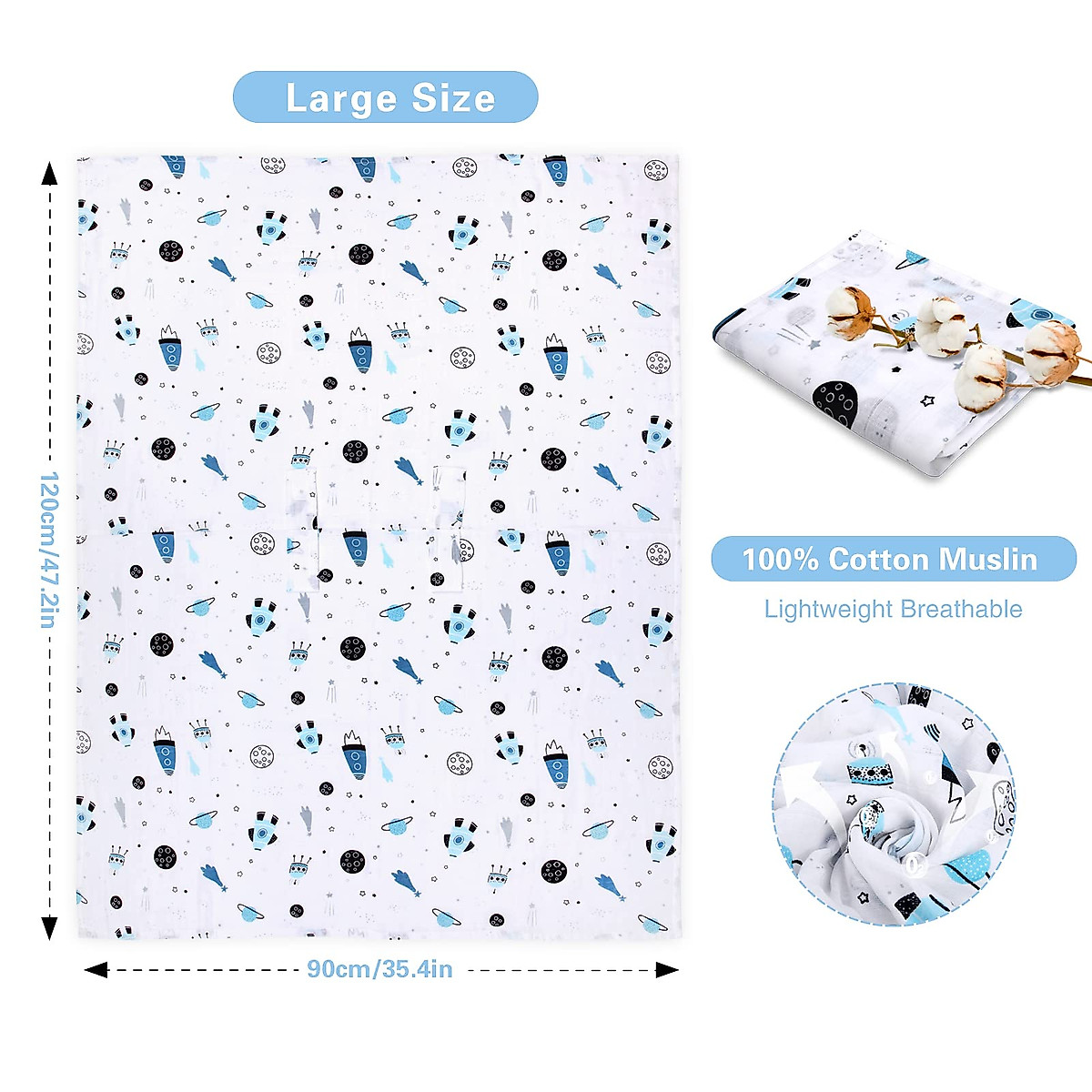 Muslin Car Seat Covers for Babies, Lightweight Infant Carseat Canopy, Breathable Baby Carrier Cover, Newborn Boys Girls Shower Gift, Fit Spring Summer/Hot Days/Warm Weather