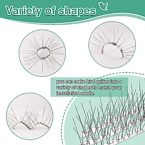 XPCARE 50.4 Feet Bird Spikes, Stainless Steel Bird Spikes Fence Spikes for Crow Robin Pigeon Squirrel Raccoon Defender Spikes (48 Packs Uninstalled)