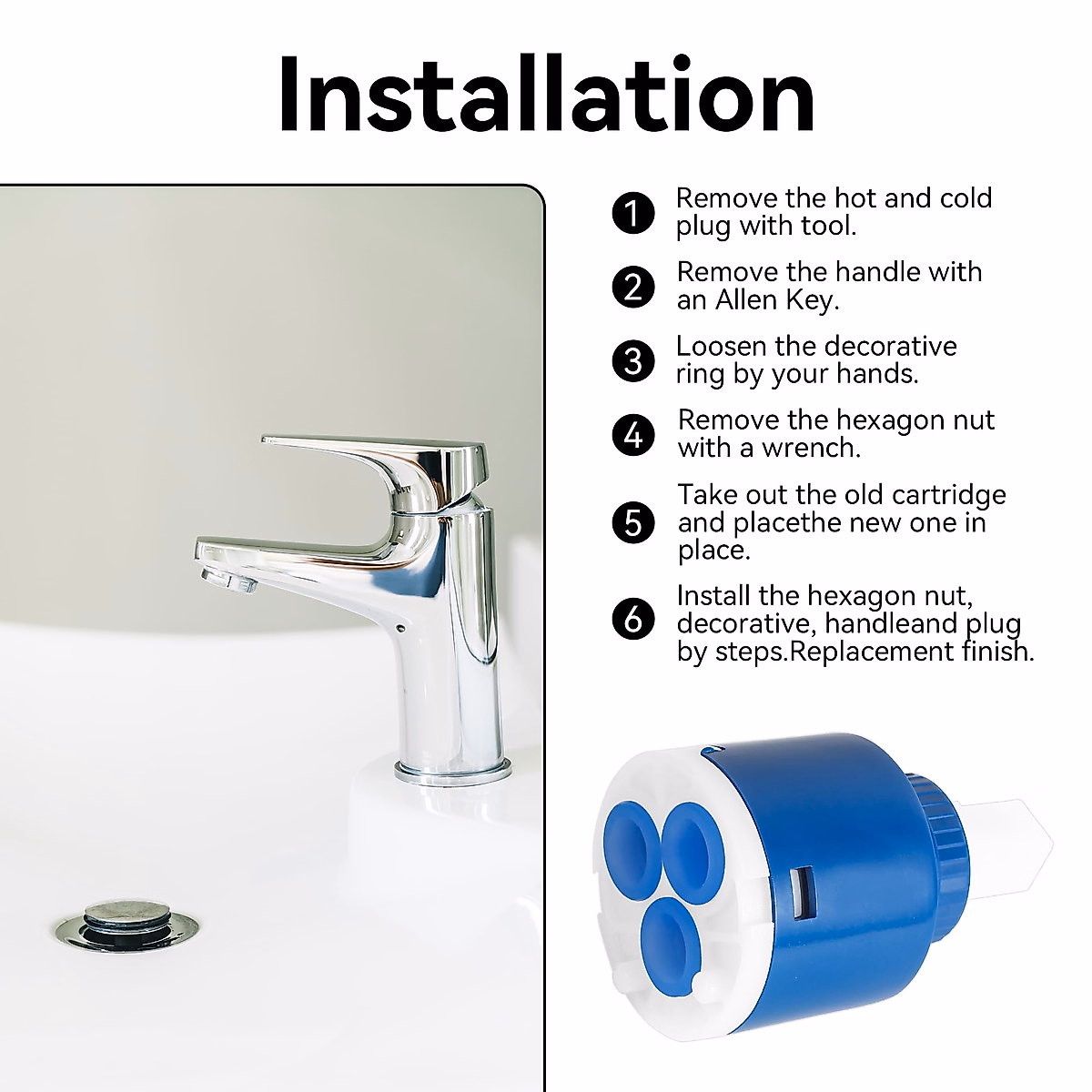 2 PCS Diameter 35mm Faucet Valve Cartridge, Gear Cartridge Faucet Replacement Parts for Single Handle Kitchen Basin Shower Faucet Suitable for Spanish Track Spool Faucets