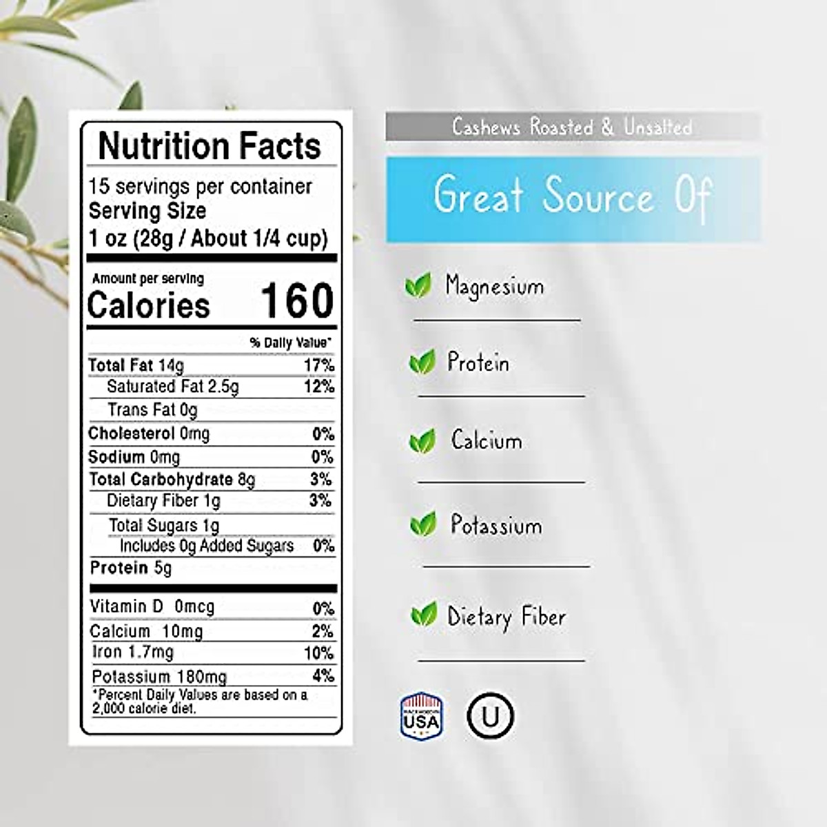 Cashews Roasted Unsalted (32 oz / 2 lbs) | Healthy Protein Snack, Natural Healthy Diet Friendly Snacks, Gift Giving | Whole Cashew | Certified Kosher - Vegan & Keto Friendly Superfood | Jaybee's Nuts