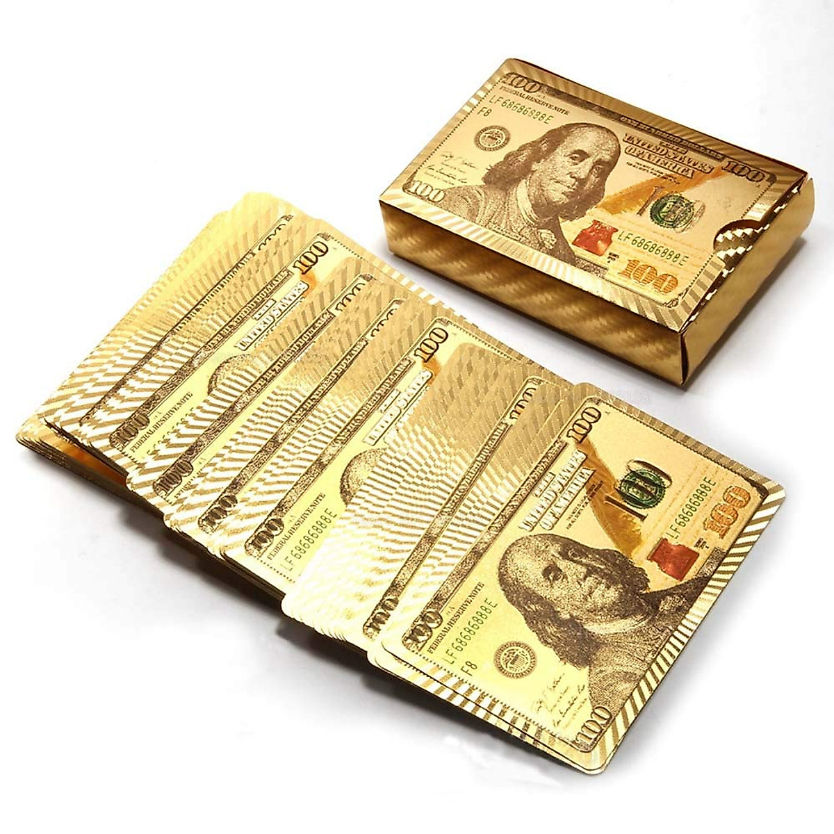 24K Cool Gold Playing Cards with Dollar Pattern Foil Poker Cards Luxury Waterproof Deck of Cards Gold Playing Cards Plastic