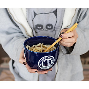 JUST FUNKY My Hero Academia U.A. High School Japanese Ceramic Dinnerware Set | Includes 16-Ounce Ramen Bowl and Wooden Chopsticks