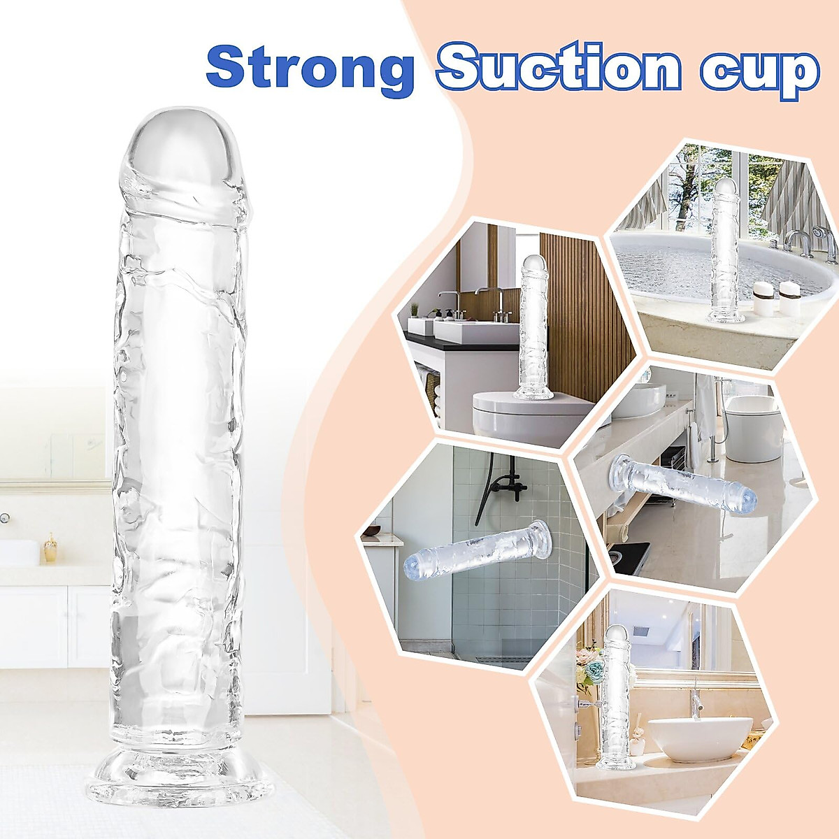 Realistic Dildos Feels Like Skin, 8.3 Inch Dildos with Strong Suction Cup for Hands-Free Play, Adult Sex Toys for Women Lifelike Huge Clear Dildo for Beginners Body-Safe Material
