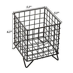 Okllen 2 Pack Coffee Pod Holder, Square Wire K Cup Holder Espresso Pod Organizer, Metal Coffee Pod Storage Basket for Kitchen, Pantry, Office, Cafe, 5.3" x 5.3" x 6.3", Black