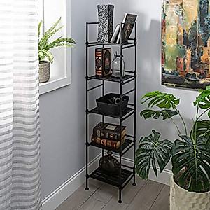 Organize It All 5 Tier Square Freestanding Shelf Unit for Bedroom, Bathroom, or Home Storage and Organization, in Espresso