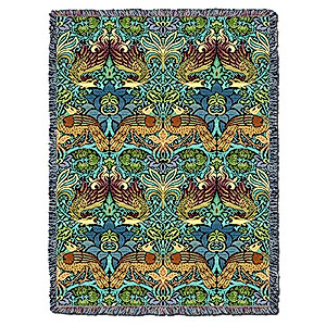 Pure Country Weavers William Morris Dragon and Peacock Blanket - Arts & Crafts - Gift Tapestry Throw Woven from Cotton - Made in The USA (72x54)