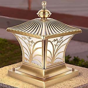Post Lights Home Garden Outside Stigma Light, Europe Retro Pedestal Lamp Die-cast Aluminum Outdoor Landscape Safety Column Lighting American Waterproof Exterior Fence Lantern E27 Decor