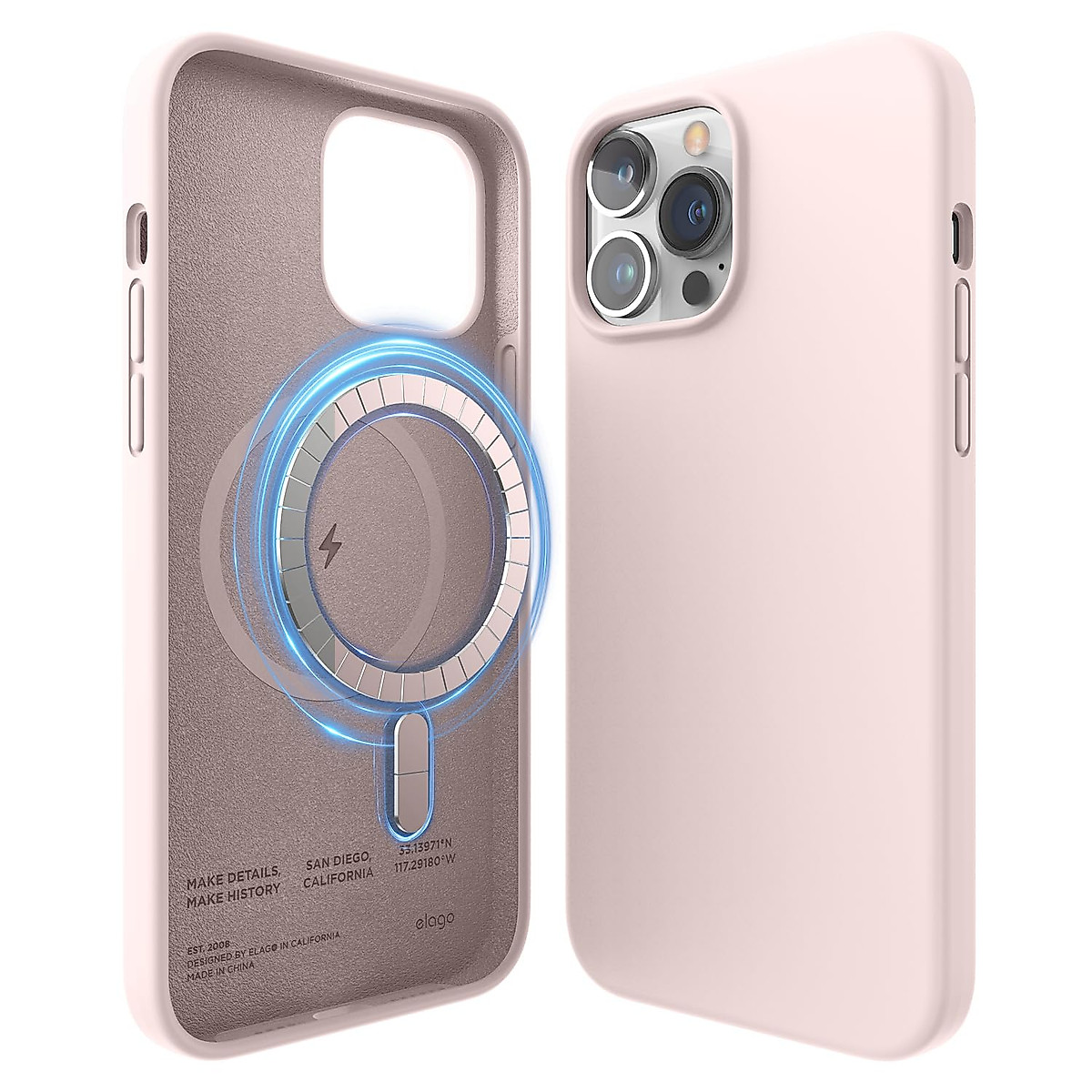 elago Magnetic Silicone Case Compatible with MagSafe Compatible with iPhone 13 Pro Max 6.7 Inch - Built-in Magnets, Protective Cover, Compatible with All MagSafe Accessories (Lovely Pink)