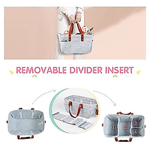 Gfhrisyty Baby Diaper Caddy Organizer for Hanging Portable Nursery Storage Bin Diaper Holder Storage Basket for Car and Baby Shower, Gray