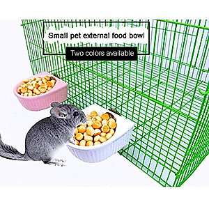 Small Animals Bowl, Detachable Cage Feeder Pet Ceramic Water & Food Feeder, Small Animal Supplies for Rabbit Parrot Squirrels Chinchilla Hamster Ferret (White, M)