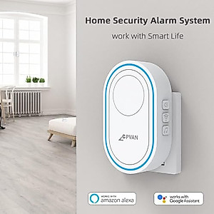 CPVAN CP7R Door Chime, Smart Door Window Alarm Sensor with APP Alert, Remote Control, 2.4 GHz Wi-Fi Base Station Alarm Siren for Kids Elders Safety Compatible with Alexa, for Home House Apartment