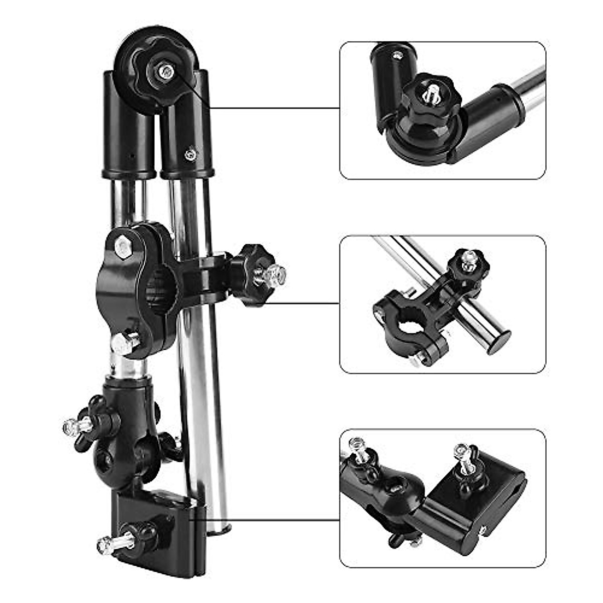 Umbrella Holder for Stroller, 360° Adjustable Bike Umbrella Stretch Mount Stand Holder Baby Stroller Pram Chair(Black)