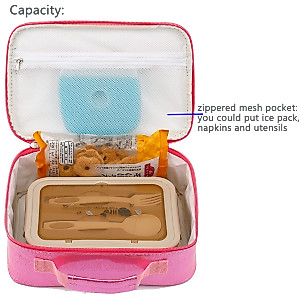 FlowFly Kids Lunch box Insulated Soft Bag Mini Cooler Back to School Thermal Meal Tote Kit for Girls, Boys,Pink