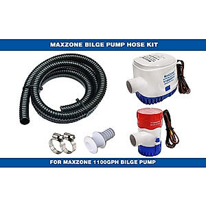 Submersible Boat Bilge Water Pump 12v Non-Automatic Marine Electric Bilge Pump And Bilge Pump Installation Kit Bilge Pump Hose 1-1/8-Inch Dia Plumbing Kit