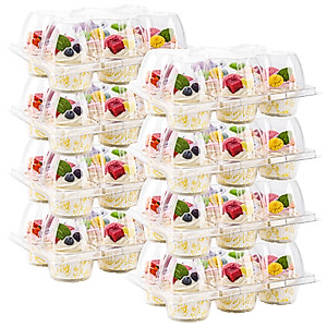 NPLUX 6 Count Cupcake Containers 30 Pack Cupcake Holders Clear Plastic Stackable Cupcake Boxes with Detachable Tall Dome Lids for 180 Cupcakes, BPA Free, Standard Size