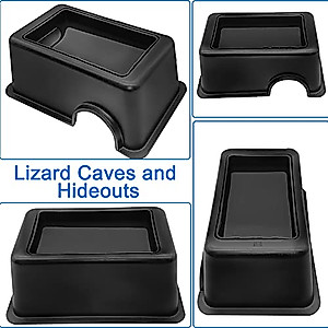 Hamiledyi Reptile Hide Box Gecko Hideout Cave with Sink Humidifier Lizards Hideaway Hut Flexible Leaves Pet Habitat Decor for Snakes Leopard Spiders Turtles Amphibians