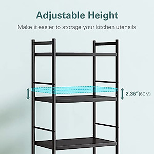 Denkee 5-Tier Kitchen Baker's Rack, Heavy Duty Free Standing Baker's Rack for Kitchens Storage with Rolling Wheels, Upgraded Industrial Microwave Oven Stand Rack (23.6 L x 14.6 W x 62.99 H)