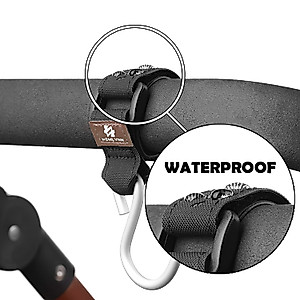 Homlynn Baby Stroller Hooks Diaper Clip Straps Stroller Accessory Baby Buggy Hooks, Premium Leather Hooks for Shopping Cart, Stroller, Rollator, Baby Walker(2 Pack,Brown)