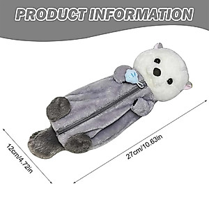 Otter Pencil Pouch, 3D Plush Animal Pencil Case, Large Capacity Plush Stationery Storage Bag Soft Plush Stationery Bag (1, Sea otter pencil bag)